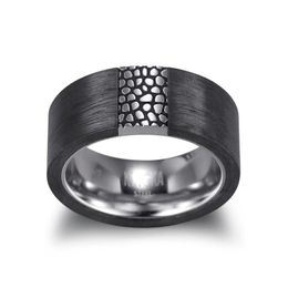Kingka Fingerring »Black Reptile« schwarz-edelstahlfarben 64 Hochwertiger Ring mit Reptilien-Prägung