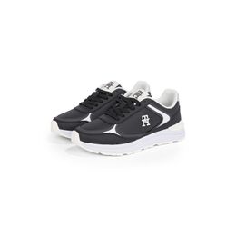 Tommy Hilfiger Keilsneaker »CASUAL FASHION RUNNER LTHR«, Freizeitschuh, Halbschuh, Schnürschuh mit Kontrastbesatz schwarz-weiß 41 41 Trendiger...