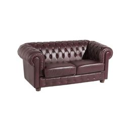 58 aufm Kessel SOFA 2-Sitzer Kalea Bezug Wischleder Buche nussbaum dunkel / rot | Gr.: onesize