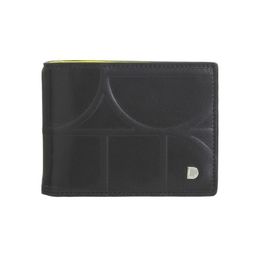 DuDu Up Geldbörse RFID Schutz Leder 11 cm Geldscheinklammer in black-bright yellow | Gr.: onesize