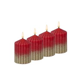 MARELIDA 4x LED Kerze Liv Echtwachs mit Rillen H: 10cm in rot, gold | Gr.: onesize