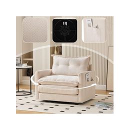 ABRIHOME 360° drehbarer Loungesessel mit Armlehnen und Kissen in Beige | Gr.: onesize