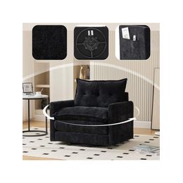 ABRIHOME 360° drehbarer Loungesessel mit Armlehnen und Kissen in Schwarz | Gr.: onesize