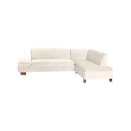 58 aufm Kessel ECKSOFA mit Ottomane rechts Kaye Bezug Samtvelours Buche nussbaum dunkel / creme | Gr.: onesize