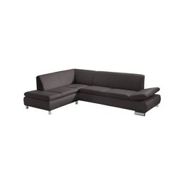 58 aufm Kessel ECKSOFA mit Ottomane links Kaye Bezug Kunstleder Metallfuß verchromt / braun | Gr.: onesize