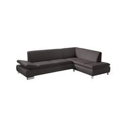 58 aufm Kessel ECKSOFA mit Ottomane rechts Kaye Bezug Kunstleder Metallfuß verchromt / braun | Gr.: onesize
