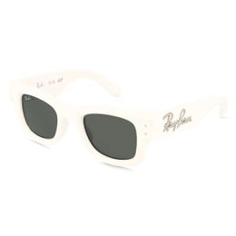 Ray-Ban 0RB4940B WAYFARER PUFFER | Unisex-Sonnenbrille | Fassung: Vollrand, Quadratisch, Kunststoff, Weiß | Glasfarbe: Grau