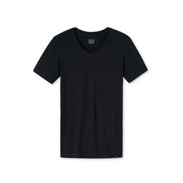Schiesser Unterhemd / Shirt Kurzarm Long Lift Soft in Blauschwarz | Gr.: M