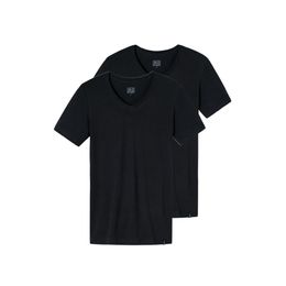 Schiesser Unterhemd / Shirt Kurzarm Long Lift Soft in Blauschwarz | Gr.: XL