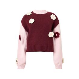 Pieces Pullover 'PCJENNER' Damen Größe S rosa / weinrot / weiß