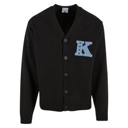Karl Kani Strickjacke 'Star' Herren Größe M taubenblau / schwarz