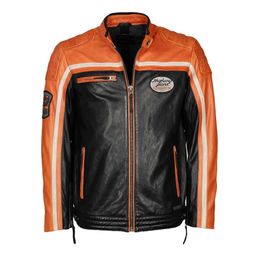 Mustang Lederjacke Gunner in schwarz orange | Gr.: 46