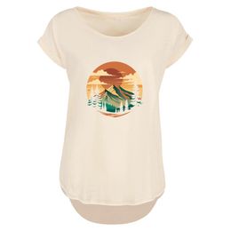 F4NT4STIC Long Cut T-Shirt Sonnenuntergang Berglandschaft in Whitesand | Gr.: M