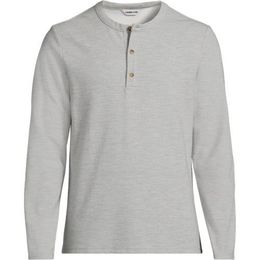 LANDS' END Ottoman-Henleyshirt mit langen &Auml;rmeln, Herren,  Grau, Baumwolle/Polyester/Baumwoll-Mischung, by Lands' End