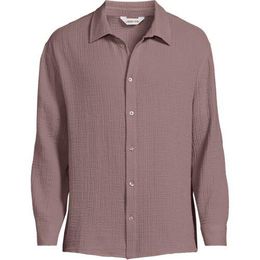 LANDS' END Doppellagiges Langarm-Hemd, Herren,  Pink, by Lands' End