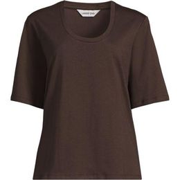 LANDS' END Supima-Shirt mit tiefem Rundausschnitt, Damen,  Braun, Baumwolle, by Lands' End