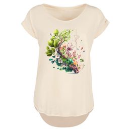 F4NT4STIC Long Cut T-Shirt Baum mit Blumen in Whitesand | Gr.: L