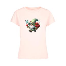 F4NT4STIC Tee Gnom Frühling Blumen Schmetterling in pink | Gr.: L