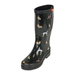Regenliebe Gummistiefel Waldi Langschaft mit Hunde Motiv in schwarz | Gr.: 41