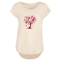 F4NT4STIC Long Cut T-Shirt Herz Baum Aquarell Druck in Whitesand | Gr.: S