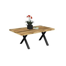 58 aufm Kessel ESSTISCH Elgin 4 210x80x100 Metall+Holzwerkstoff Schwarz/Plankeneiche | Gr.: onesize