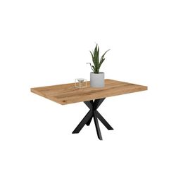 58 aufm Kessel ESSTISCH Elgin 1 210-310x80x100 Holzwerkstoff Schwarz/Wotan Eiche | Gr.: onesize