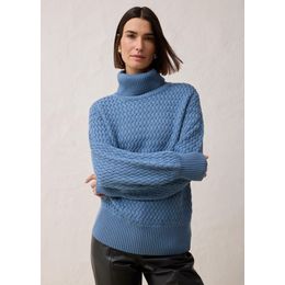 bonprix Rollkragenpullover mit Merinowolle, blau, mit Baumwolle
