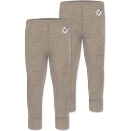 Normani Outdoor Sports 2er Pack Baby Merino Hose Leggings „Tutira" in Beige | Gr.: 68
