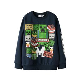 name it Sweatshirt 'NKMNeven Minecraft' Jungen Größe 122/128 navy / grasgrün / hellrot / weiß