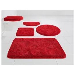 Badematte Grund "Melos, Badvorleger, Badezimmer Teppich, sehr weich" Gr. 1, rot, H:27mm, Kunstfaser, Badematten, Badematte, melierte Optik, sehr weicher Flor, Melange-Effekt, Made in Europe