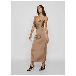 Tr&auml;gerkleid Vila "VIRAVENNA STRAP ANKLE DRESS - NOOS", Damen, Gr. 42, N-Gr, beige (fossil), Web, Obermaterial: 100% Polyester, unifarben, slim fit, V-Ausschnitt, Kleider Tr&auml;gerkleid, Sommerkleid