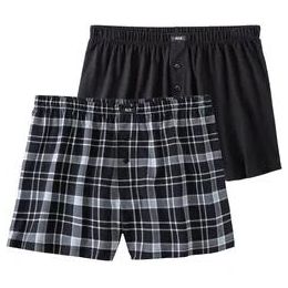 H.I.S. Boxer H.I.S "Boxershorts f&uuml;r Herren", Herren, Gr. 4XL, 2 Stk., schwarz (schwarz, karo), Obermaterial: 100% Baumwolle, kariert, unifarben, k&ouml;rpernah, Unterhosen, in weiter Passform