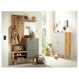 Garderoben-Set Home Affaire "Mavas, Garderobe mit Stauraum, Garderobenschrank im Scandic Design", braun (evoke eiche, salbei), B:237cm H:200cm T:34cm, Holzwerkstoff, Kastenm&ouml;bel-Sets, ausreichend Stauraum, f&uuml;r kleine R&auml;ume geeignet, 237 cm breit