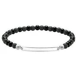 Armband Thomas Sabo "Gravierbares Armband mit Beads" Gr. 21, silber (silberfarben, schwarz, schwarz), Armb&auml;nder, Damen, 21, Silber 925 (recycelt), Armband, mit Obsidian