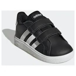 Sneaker Adidas SPORTSWEAR "GRAND COURT LIFESTYLE HOOK AND LOOP", M&auml;dchen, Gr. 26, wei&szlig; (core schwarz, cloud wei&szlig;, core schwarz), Synthetik, Textil, Schuhe Sneaker, f&uuml;r Kinder, Design auf den Spuren des Adidas Superstar