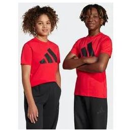 T-Shirt Adidas SPORTSWEAR "ESSENTIALS KIDS", Jungen, Gr. 152, rot (pure ruby, schwarz), Obermaterial: 100% Baumwolle, normal, Rundhals, Shirts T-Shirt, f&uuml;r Kinder und Teens, mit Rundhalsausschnitt, aus 100 % Baumwolle