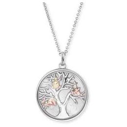 Kette mit Anh&auml;nger Engelsrufer "Lebensbaum", rosa (silberfarben, gelbgoldfarben, ros&eacute;goldfarben, kristallwei&szlig;), Halsketten, Damen, Silber 925 (Sterlingsilber), L: 50, mit Zirkonia (synth.)