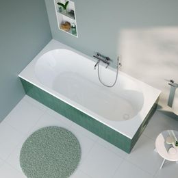 evineo ineo3 Rechteck-Einbaubadewanne mit Ablauf am Fu&szlig;ende, BE0766WH,