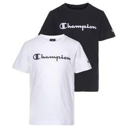 T-Shirt Champion, Jungen, Gr. XL (164/170), schwarz-wei&szlig; (schwarz, wei&szlig;), Obermaterial: 100% Baumwolle, Rundhals, Shirts T-Shirt, Kurzarm, mit Logoschriftzug, aus Baumwolle und Polyester