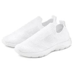 Sneaker Lascana "Slip-On-Sneaker", Damen, Gr. 41, wei&szlig;, Obermaterial: 100% Textilmaterial. Decksohle: 100% Textilmaterial. Futter: 100% Textilmaterial. Laufsohle: 100% Synthetik, unifarben, Basic, Schuhe Socksneaker Sneaker low Slip-on-Sneaker, Slipper, Halbschuh ultraleicht und zum Reinschl&uuml;pfen VEGAN, Topseller