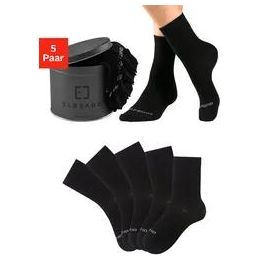 Socken ELBSAND, Damen, Gr. 39-42, schwarz (5x schwarz), Elasthan, Polyamid, unifarben, normal, Socken Socken, verpackt in praktischer Metalldose