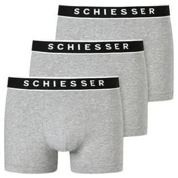 Boxer Schiesser "95/5", Herren, Gr. 6, grau (202, grau, meliert), Single Jersey, Obermaterial: 95% Baumwolle, 5% Elasthan, unifarben mit Farbeinsatz, eng, Unterhosen, mit sportlichem Webgummibund