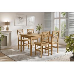 Essgruppe Home Affaire "Malmö", beige (natur, natur, natur), B:44cm H:90cm T:43cm, FSC-zertifiziertes Massivholz, Sitzmöbel-Sets, bestehend aus Tisch und Stühlen in Kiefer Massivholz naturfarbig