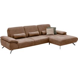 Ecksofa DIE PLANBAR "PN-EM18063 L-Form", chai, B:322cm H:89cm T:187cm, Sichtrahmen: Aus Spannplatte mit augesetzten Weildeiche funiert, Sofas, Ecksofa, wahlweise mit echt bezogenem R&uuml;cken und Sitztiefenverstellung