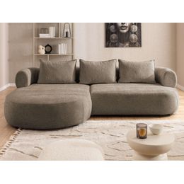 Ecksofa Home Affaire, B:257cm H:78cm T:159cmbraun, 100% Polyester, Sofas, "LUSSAC L-Form Design-Sofa mit Zierkissen, Maße B/T/H: 257/159/78 cm",