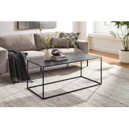 Couchtisch Salesfever "Couchtisch - Design trifft Funktionalität", schwarz, B:110cm H:45cm T:55cm, Metall, Glas, Tische, Glasplatte mit Strukturoptik