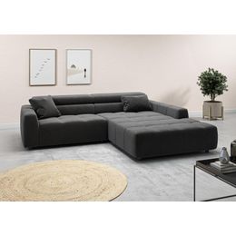 Ecksofa 3C CANDY "Denver auch mit Cord- und Easy care-Bezug, Kopfteilverstellung L-Form", grau (anthrazit), B:258cm H:68cm T:217cm, 95% Polyester, 5% Nylon, Sofas, Ecksofa, wahlweise. mit motorischer Sitztiefenverstellung