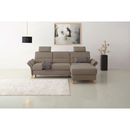 Ecksofa Home Affaire "Westerland L-Form", grau (taupe), B:252cm H:90cm T:162cm, 98% Polyester 2% Polyamid, Sofas, Ecksofa, Federkern-Polsterung, wahlweise mit Bettfunktion, Bettkasten
