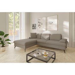 Sit & More Ecksofa SIT & MORE "Morris Jubi L-Form, B: 247 cm", grau (taupe), B:247cm H:83cm T:171cm, 95% Polyester, 5% Polyamid, Sofas, Ecksofa, mit Armteilfunktion & 1 Zierkissen, optional Bettfunktion