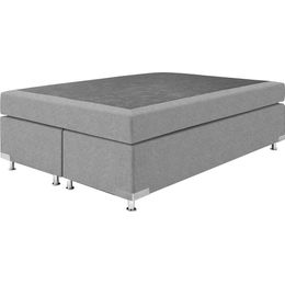 Boxspringbett "Holland", grau, B:142cm L:201cm, Strukturstoff (77% Polyester und 23% Viskose), Westfalia Schlafkomfort, Komplettbetten, Boxspringbett, ohne Kopfteil, frei im Raum stellbar